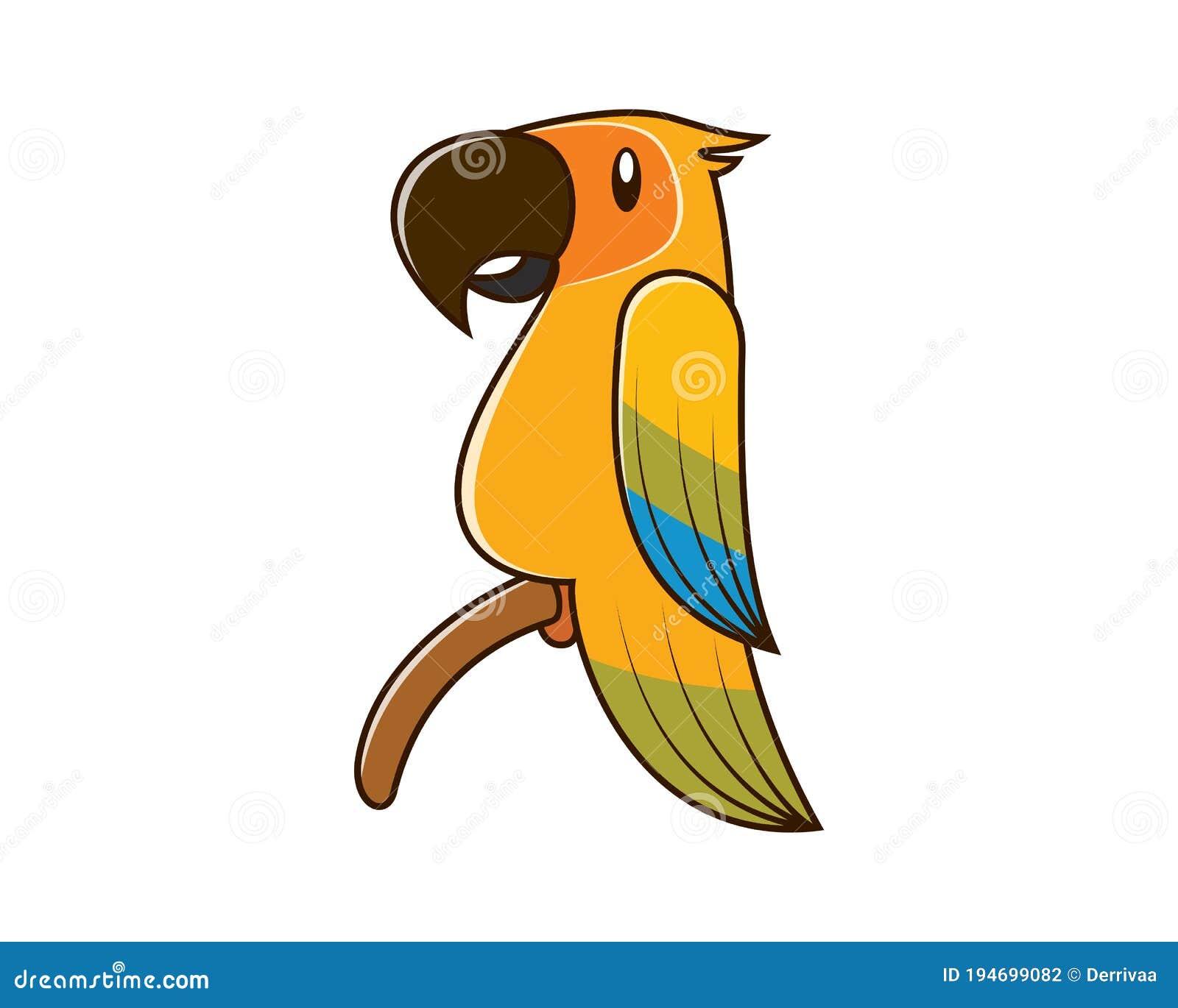 Cute and Sweet Parrot Perch on the Branch Illustration Stock ...