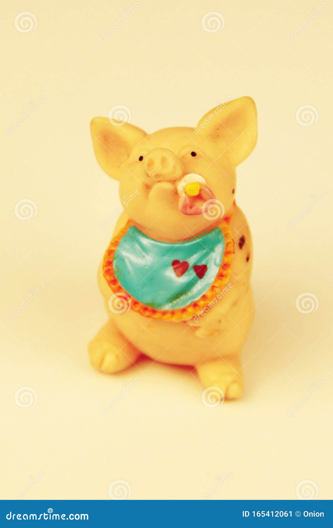 Cute and Sweet Pig Wiith a Bib and a Pacifier Stock Image - Image of ...