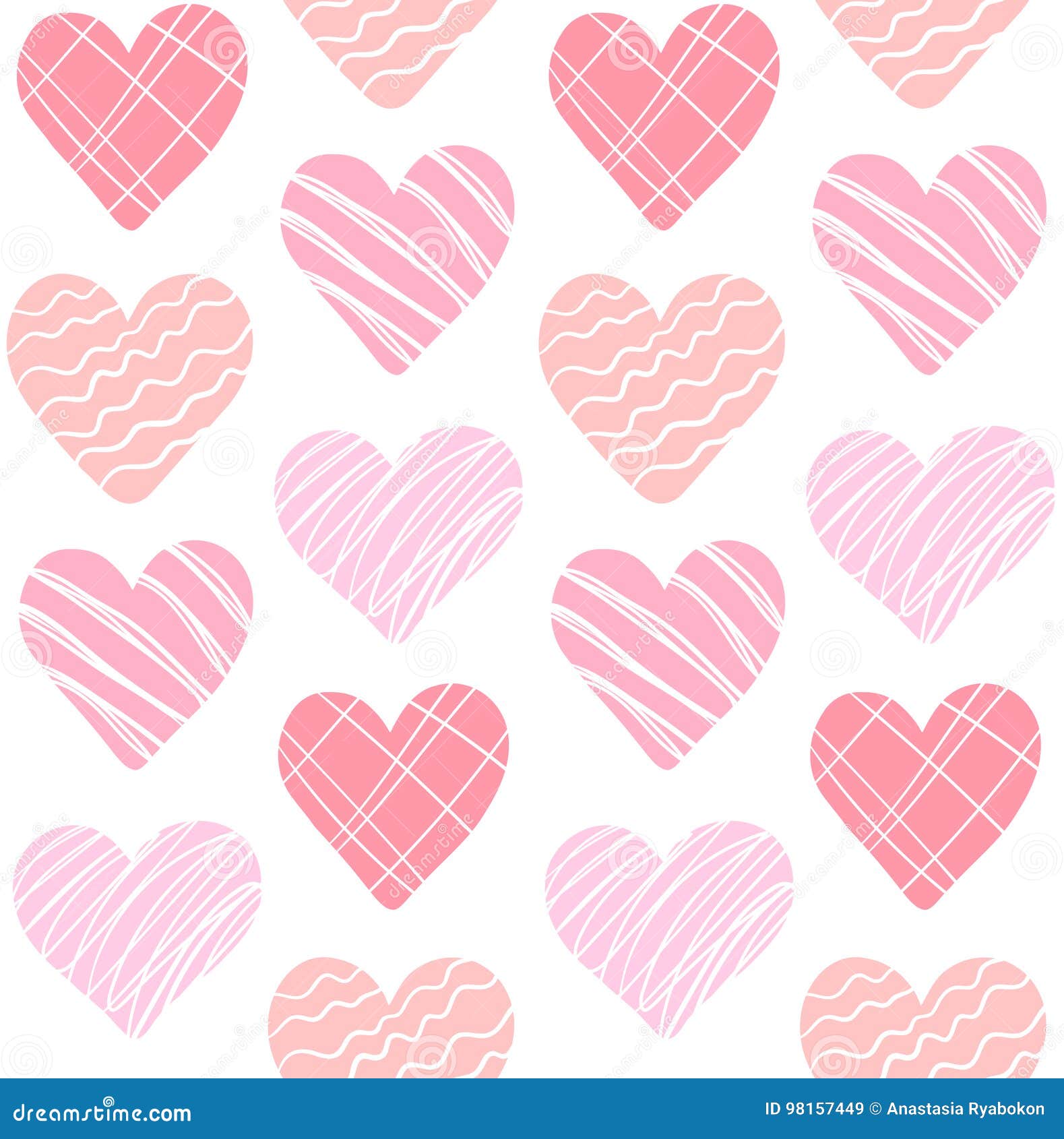 Cute Sweet Pink Hearts Pattern Vector Stock Vector - Illustration of ...