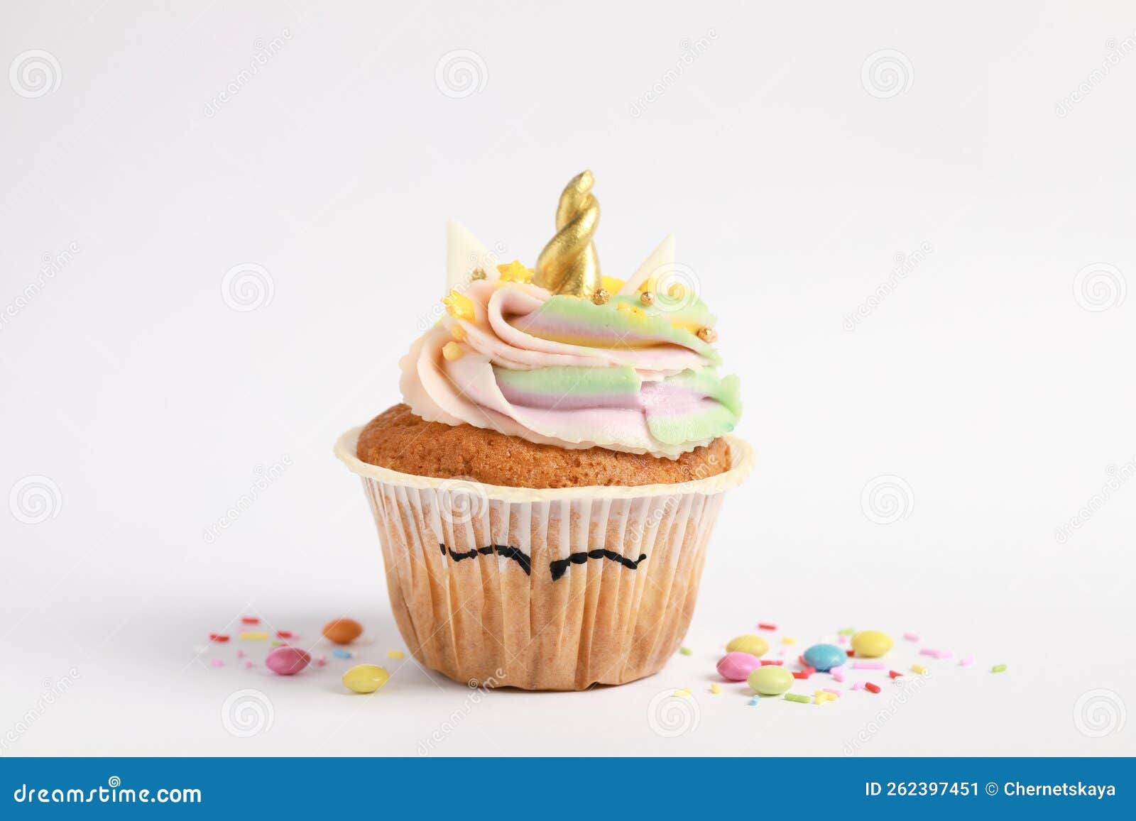 Cute Sweet Unicorn Cupcake on White Background Stock Image - Image of ...