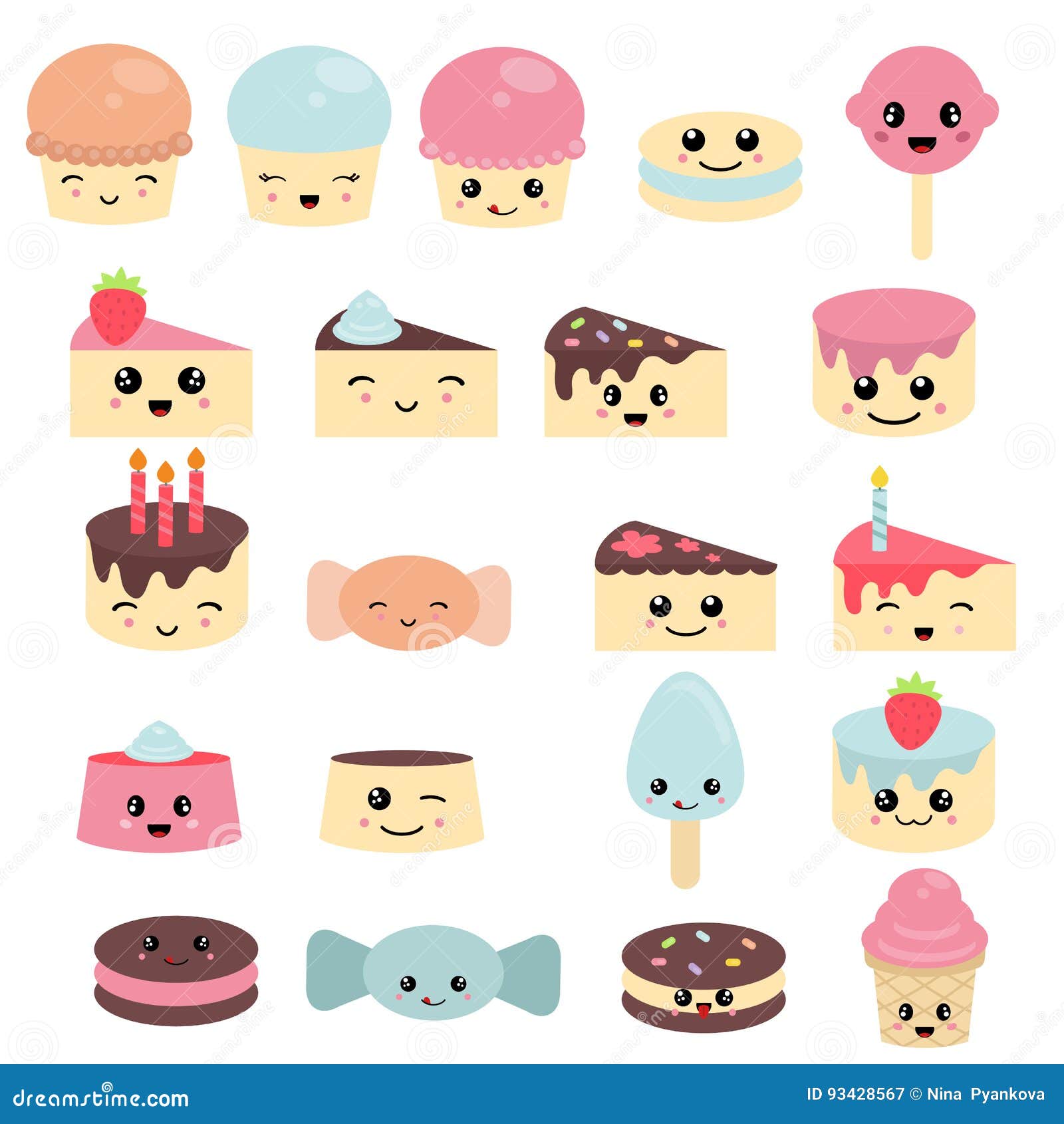 Cute sweets and candy stock vector. Illustration of kawaii - 93428567