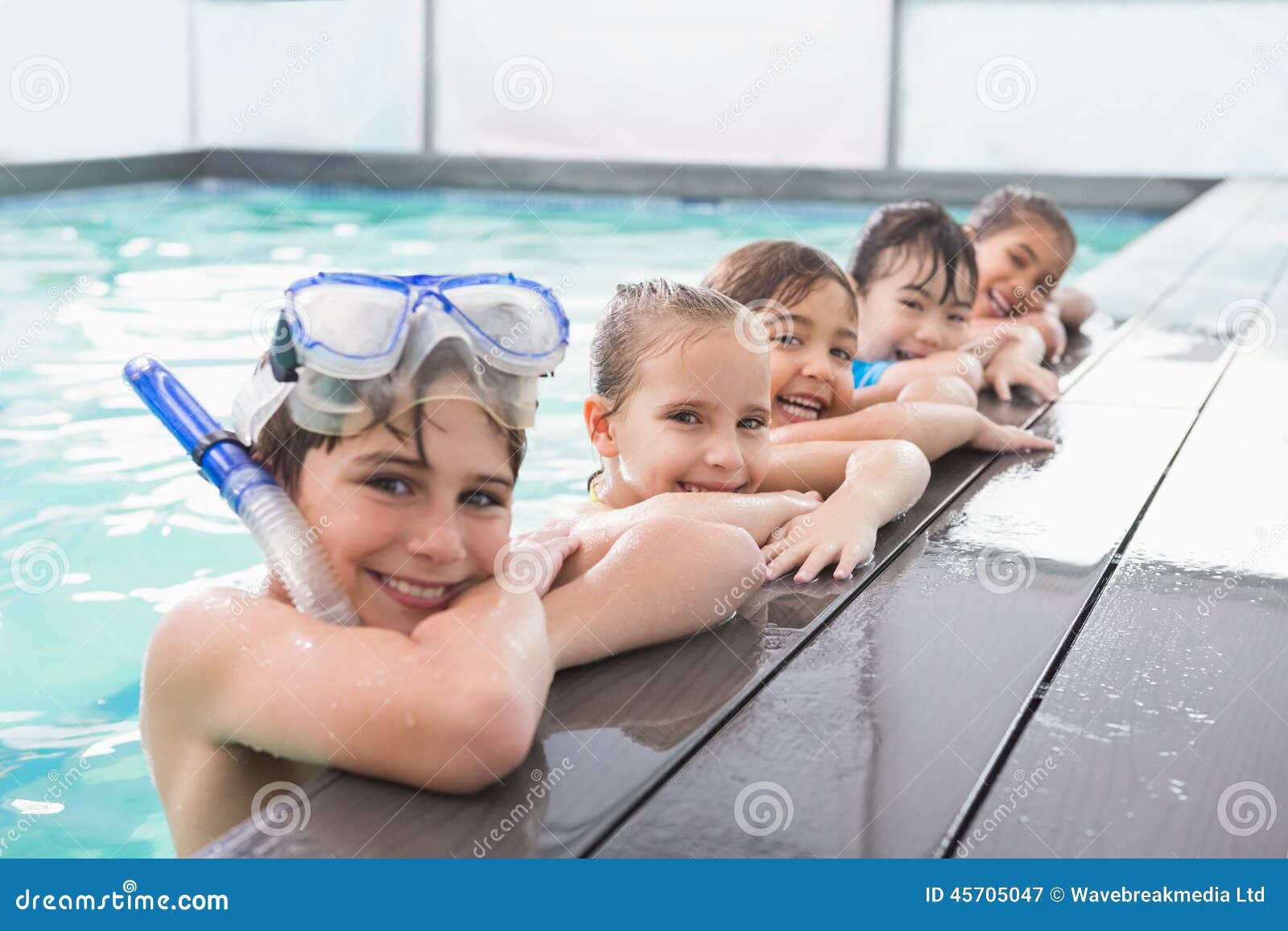 Cute Swimming Class in the Pool Stock Image - Image of leisure, cute ...