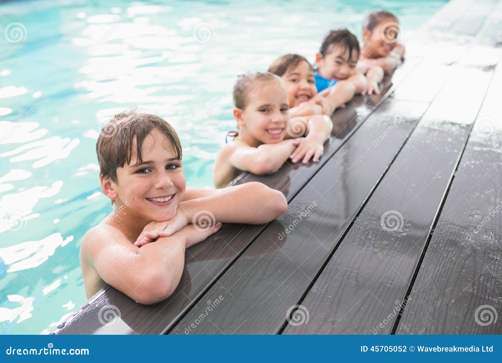 Cute Swimming Class in the Pool Stock Photo - Image of five, indoors ...