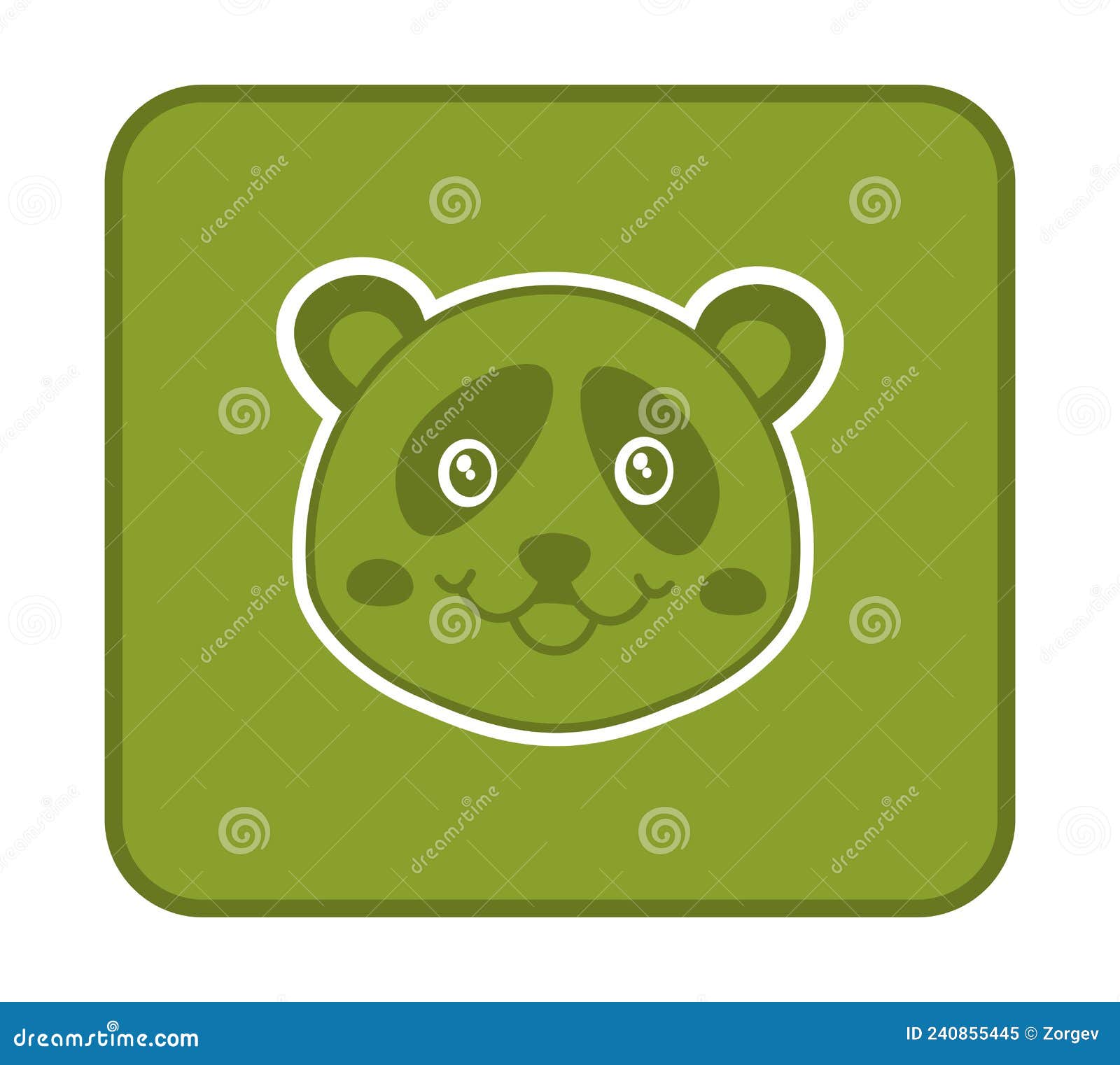 Cute and Symbolic Young Smiling Panda in Green Rectangular Panel ...