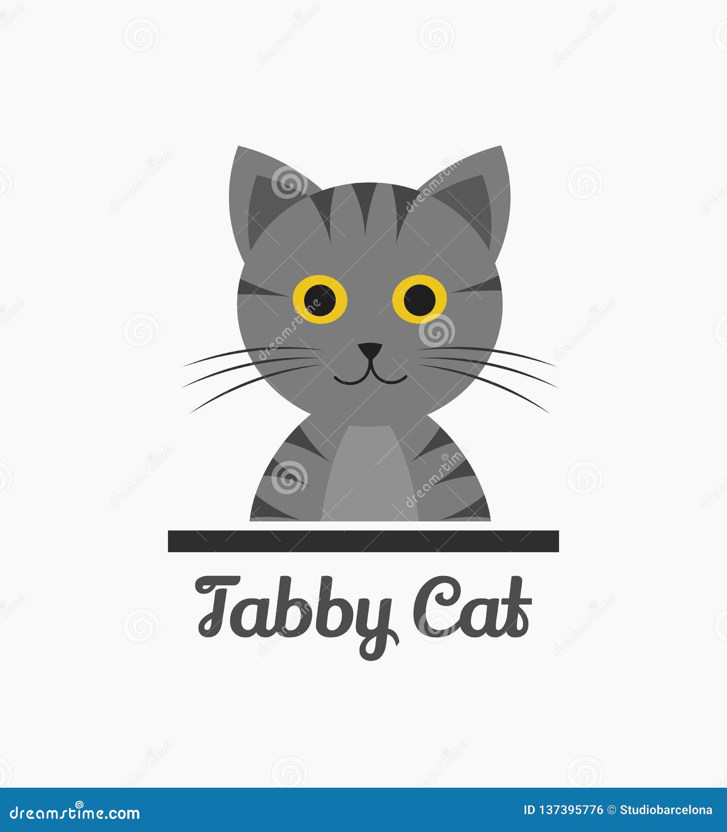 Cute tabby cat stock vector. Illustration of design - 137395776