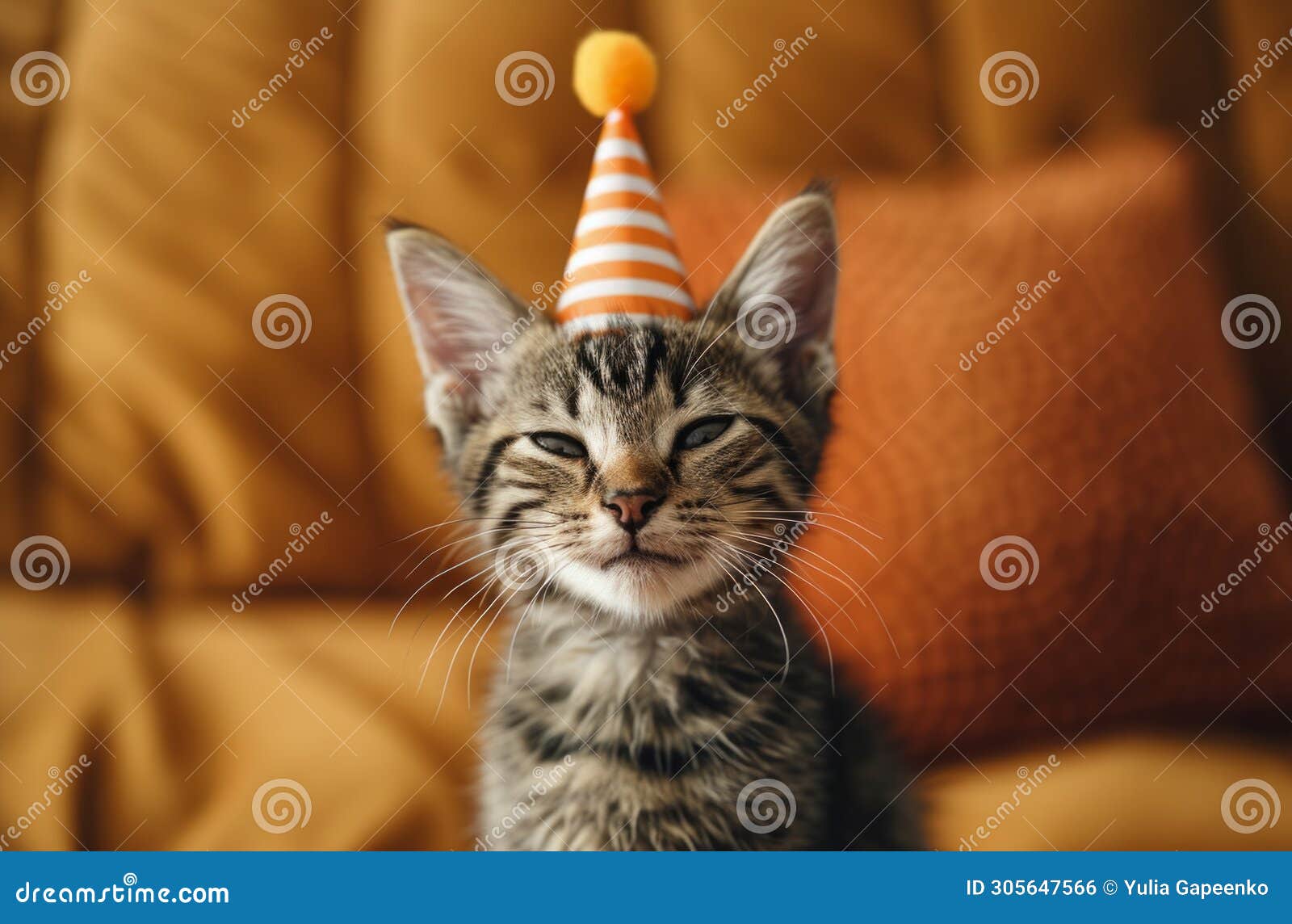 Cute Tabby Cat Wearing a Party Hat Stock Photo - Image of little, funny ...