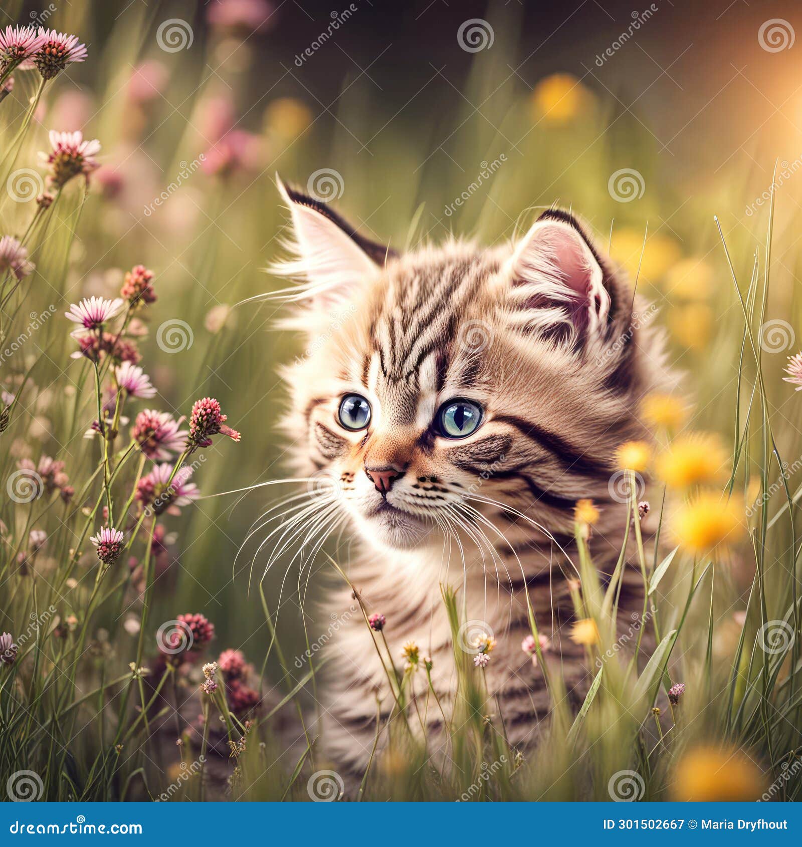 Tabby Kitten In Wildflowers Royalty-Free Stock Photo | CartoonDealer ...