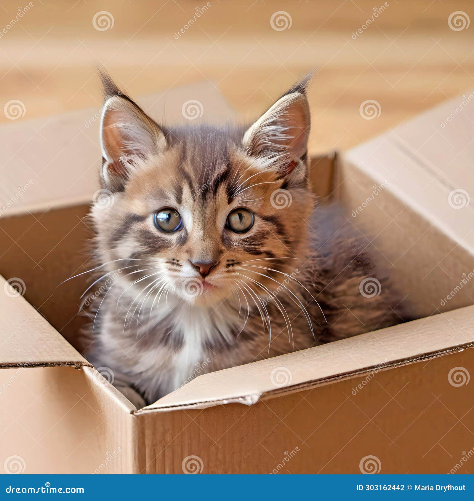 Tabby Kitten in Cardboard Box Stock Illustration - Illustration of ...