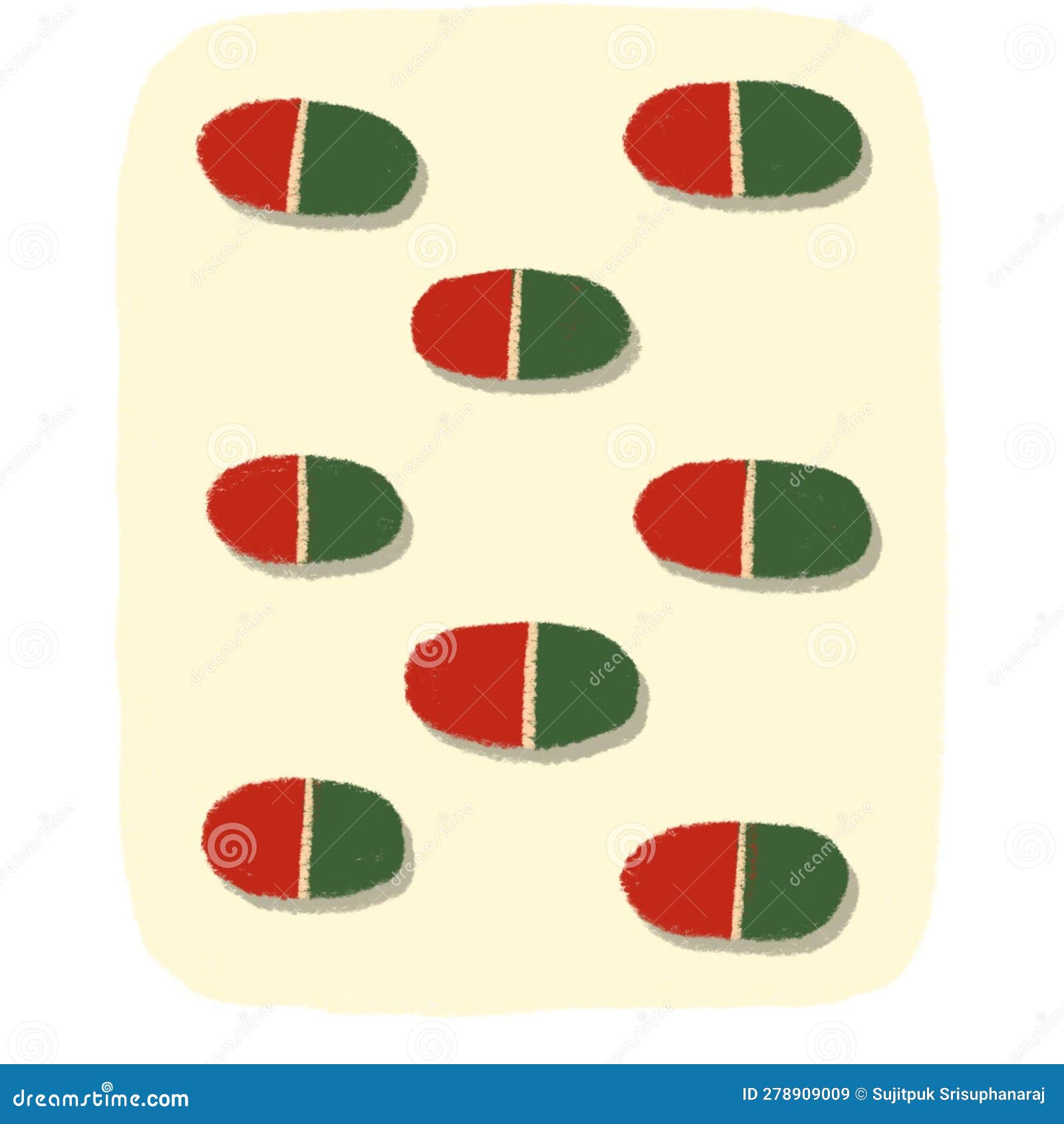 Cute Tablet of Medicine Capsules in Red and Green Vector Stock Image ...