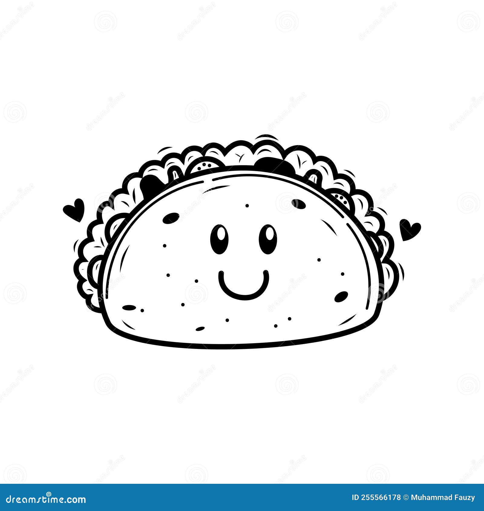 Cute Taco Doodle Character with a Facial Expression Stock Vector ...