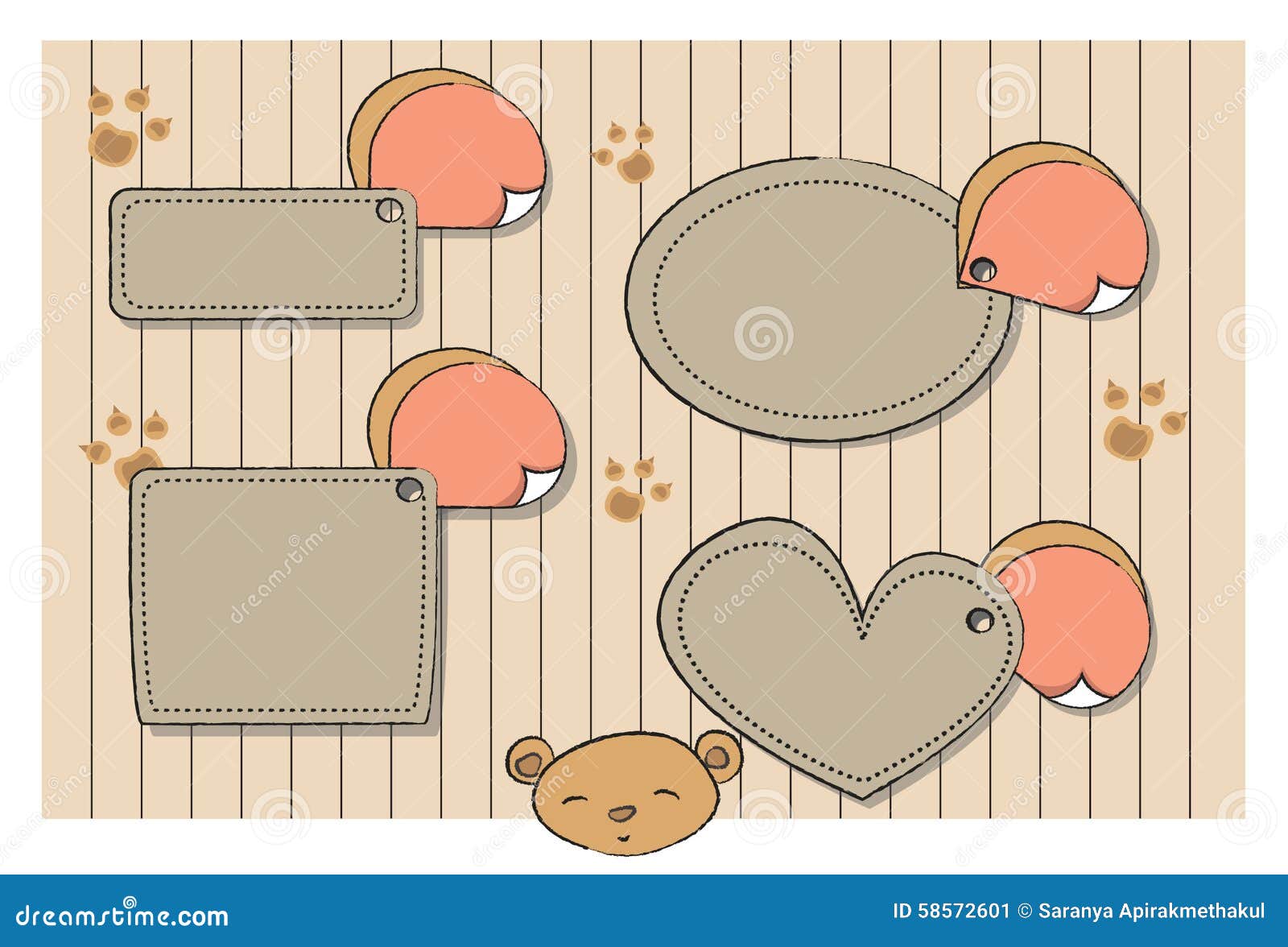 Cute tags set stock illustration. Illustration of pads - 58572601
