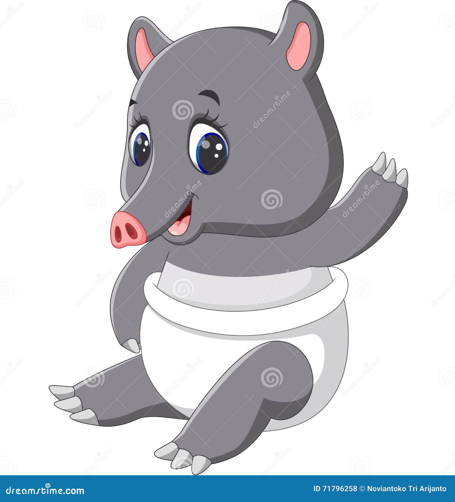 Cute tapir cartoon stock vector. Illustration of malayan - 71796258