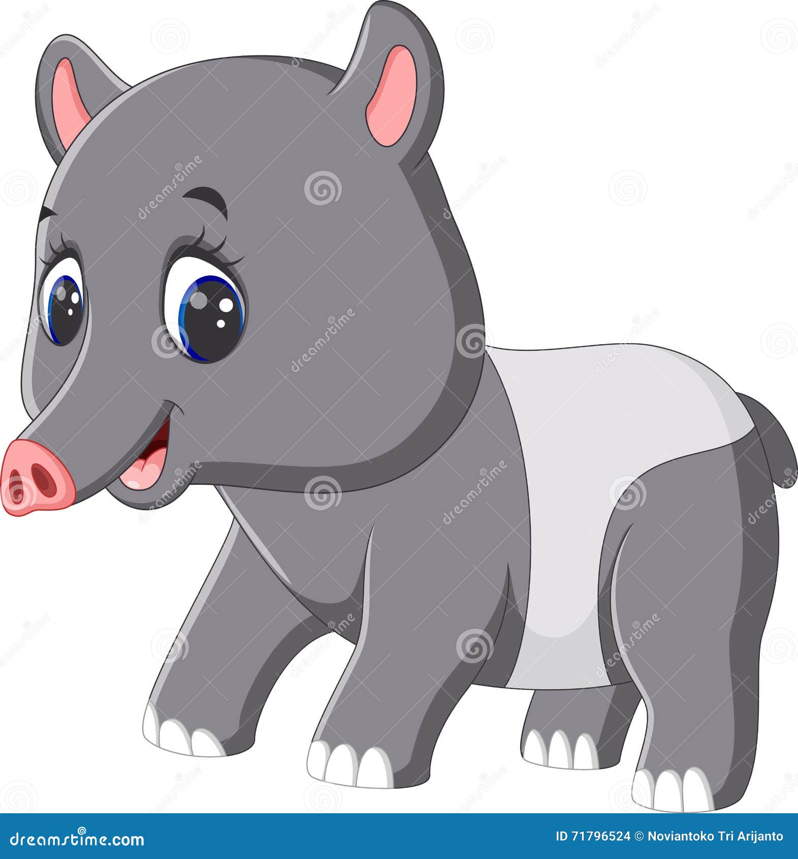 Cute tapir cartoon stock vector. Illustration of mountain - 71796524