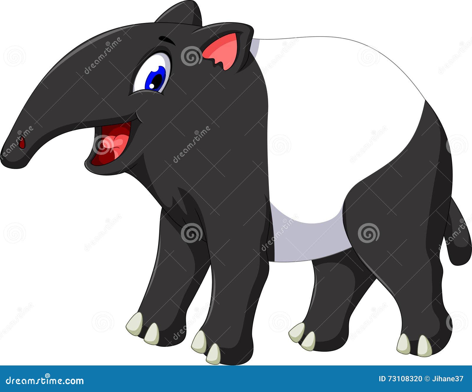 Baird`s Tapir Cartoon Background Seamless Wallpaper Vector Illustration ...