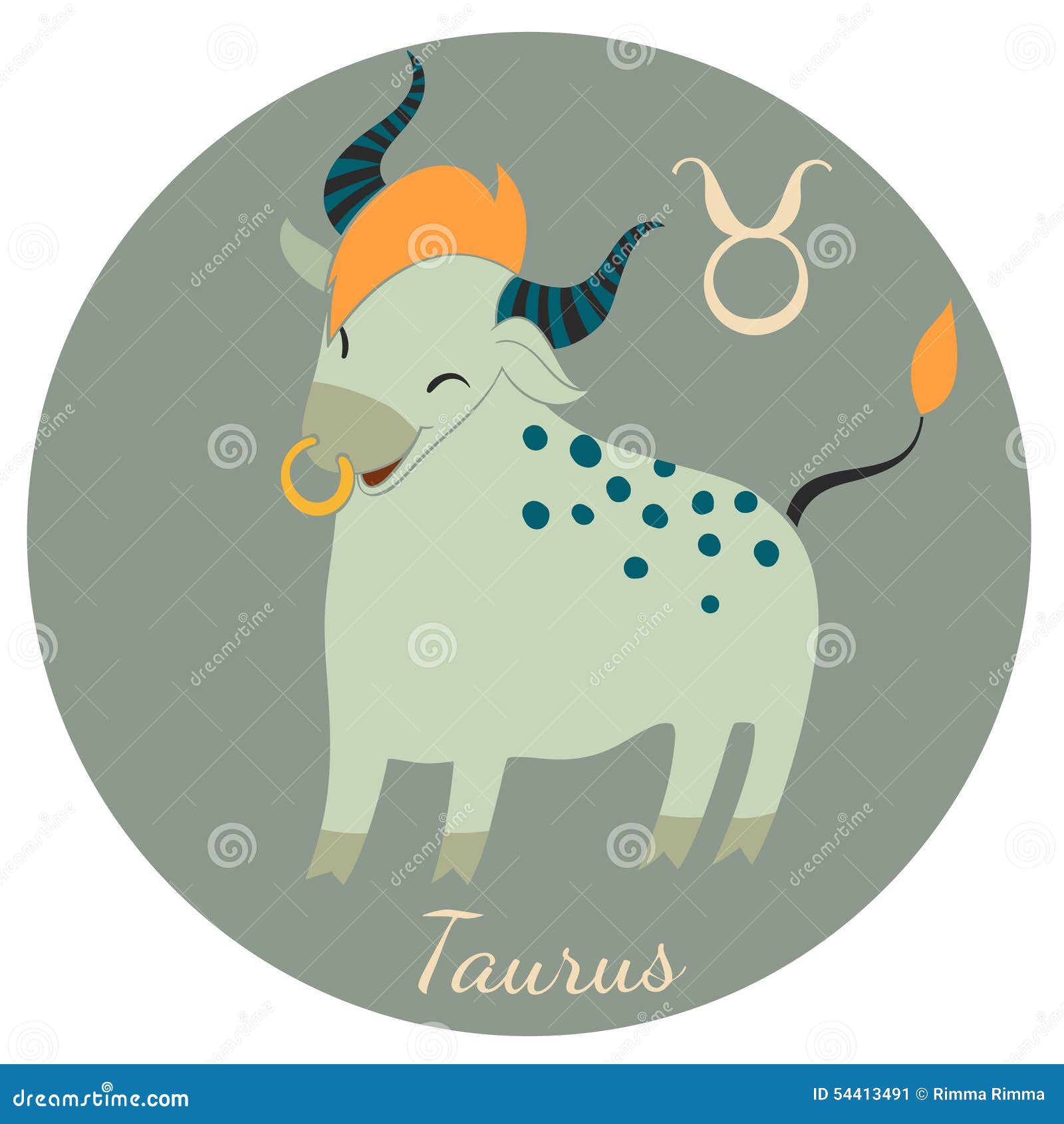 Cute Taurus zodiac sign stock vector. Illustration of computer - 54413491