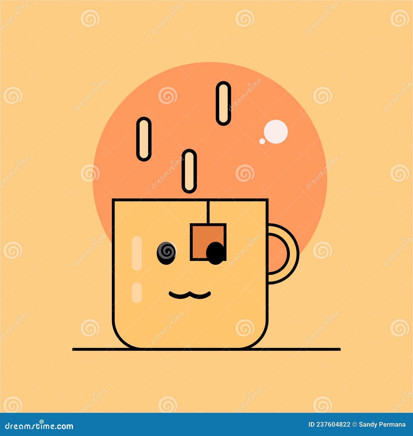 Cute Tea Character with Kitten Expression Stock Vector - Illustration ...