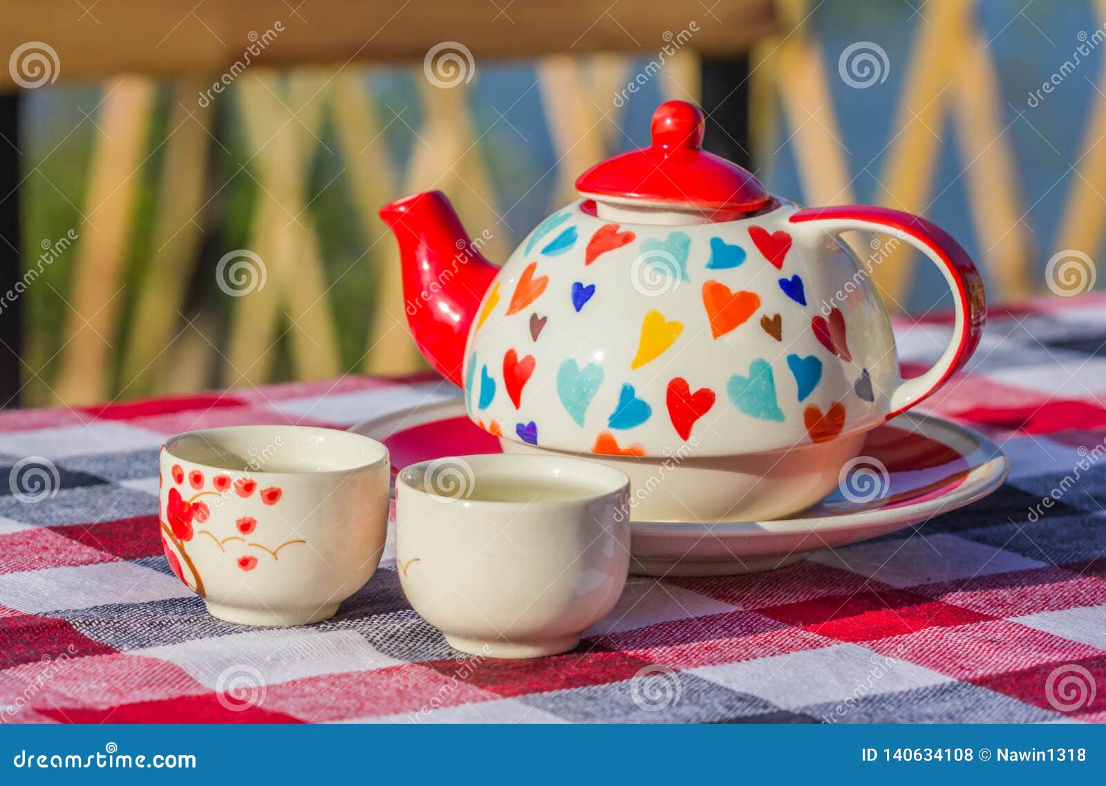 Cute tea pot on table stock photo. Image of japanese - 140634108