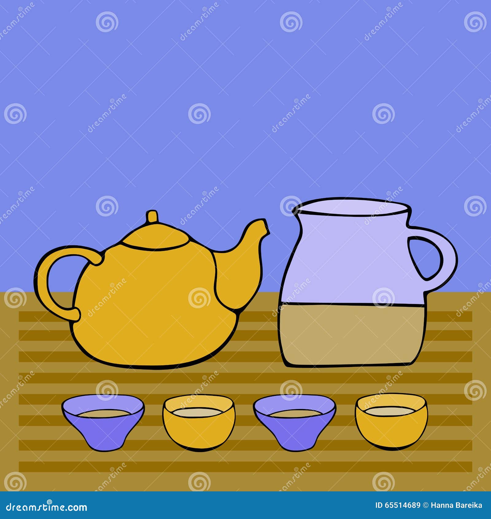 Cute Tea Set. Vector Image. Stock Vector - Illustration of chinese ...