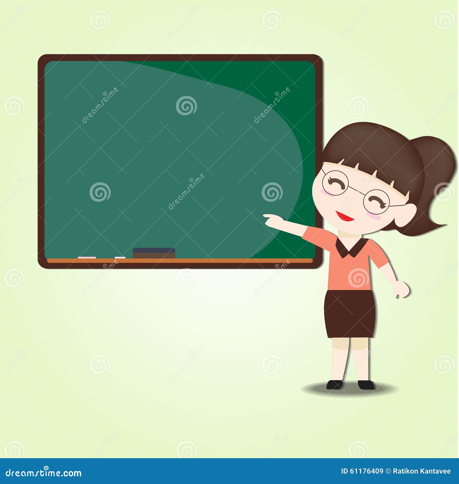 Cute Teacher and Plain Blackboard Stock Vector - Illustration of board ...