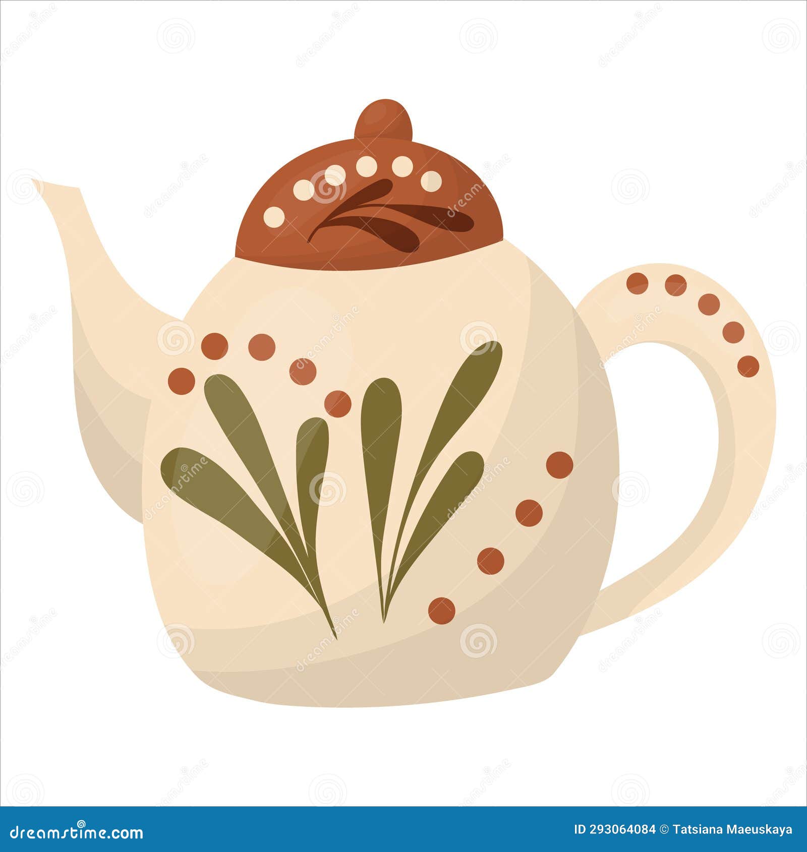 Cute Teapot with Autumn Illustration. Vector Illustration on a White ...
