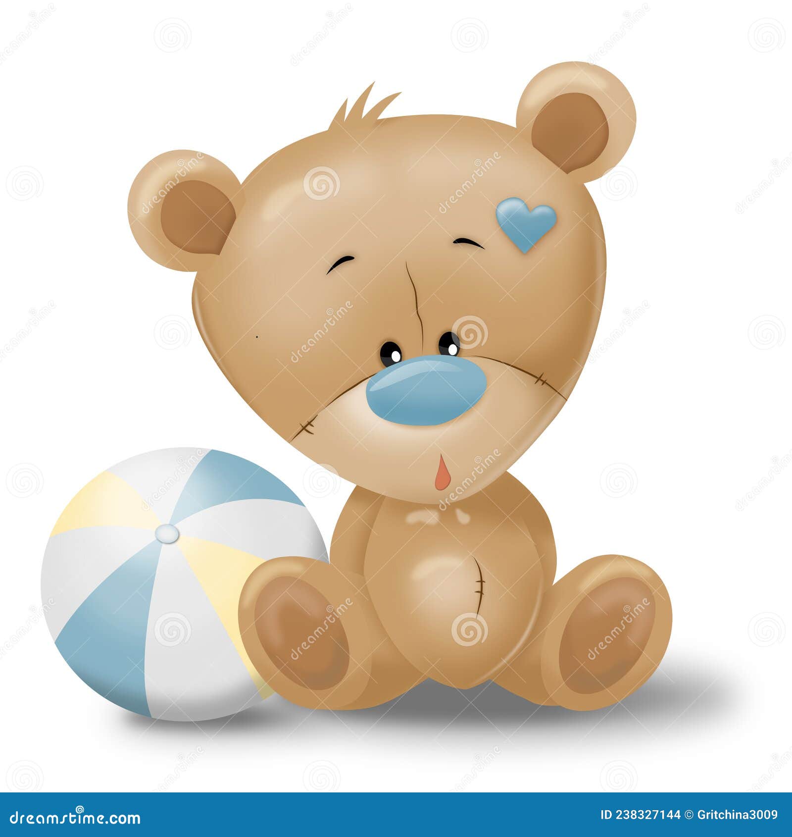 Cute Teddy Bear with a Ball Stock Illustration - Illustration of ...