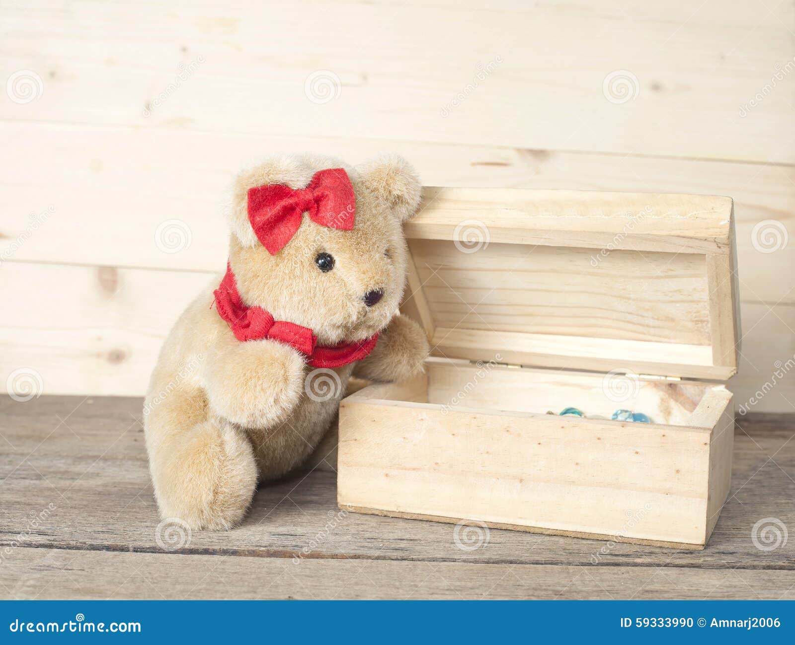 Cute teddy bear in box stock photo. Image of animal, seasonal - 59333990
