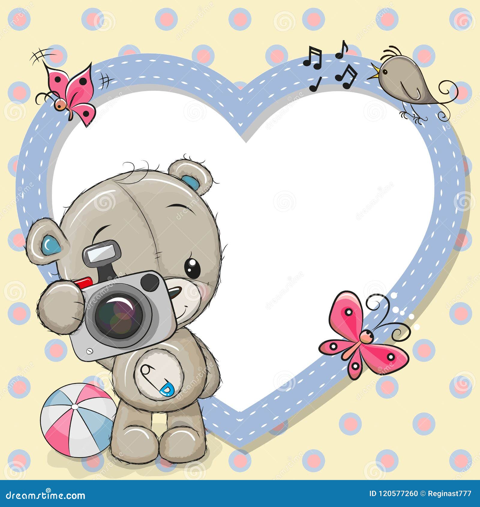 Cute Cartoon Bear Camera Heart Frame Stock Illustrations – 3 Cute ...