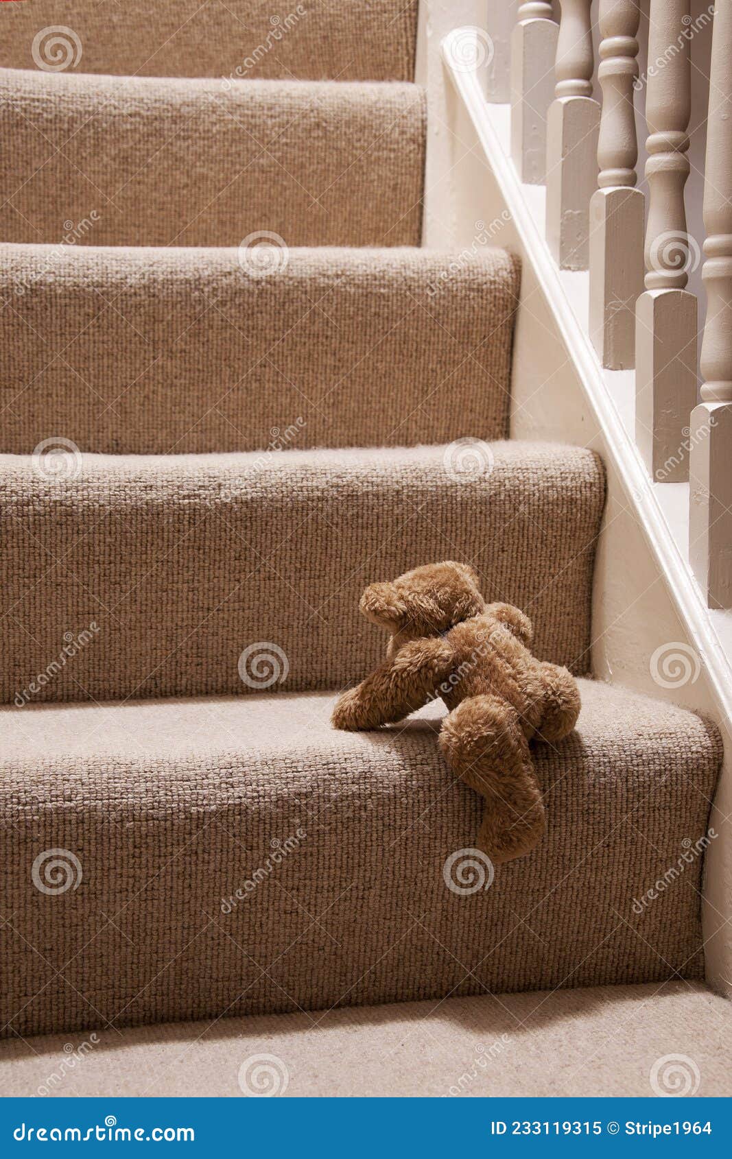 Cute Teddy Bear Climbing the Stairs Going To Bed Stock Image - Image of ...