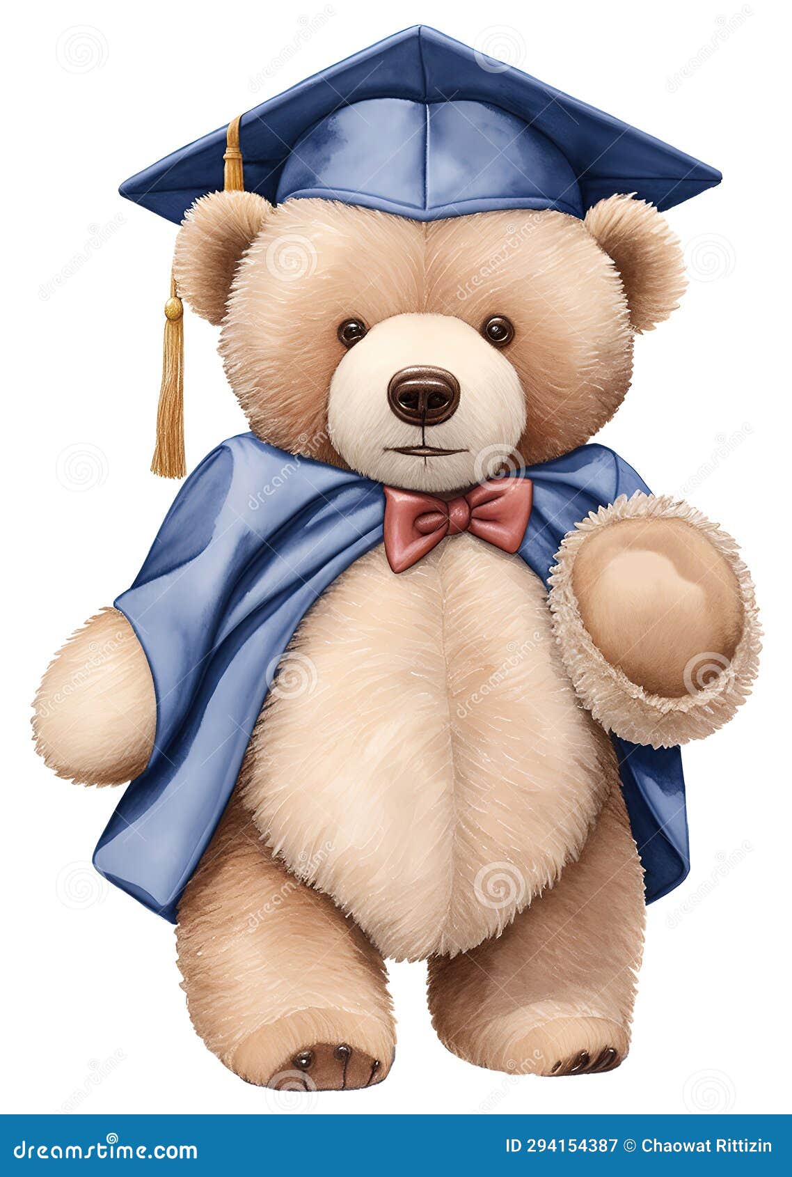 Cute Teddy Bear Graduation Watercolor Isolated Stock Image ...
