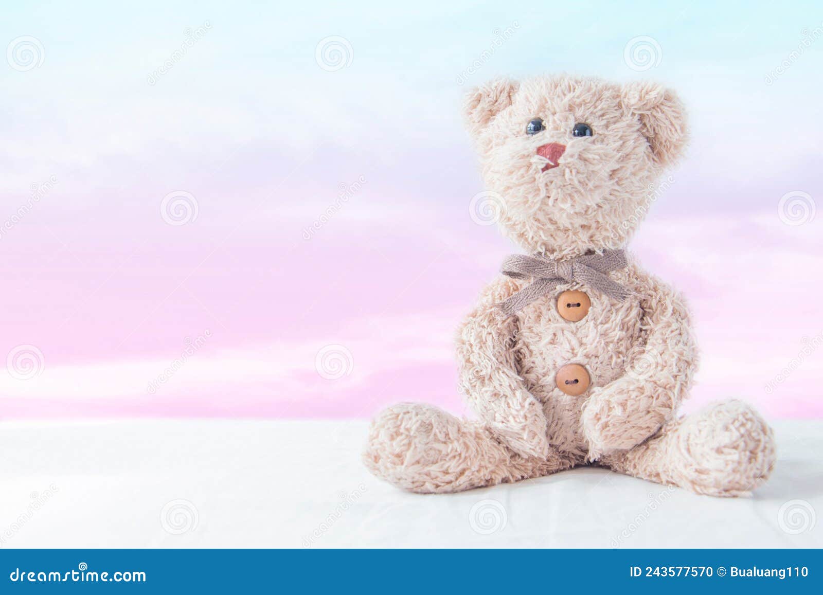 Cute Teddy Bear on Pastel Color Background Stock Photo - Image of ...