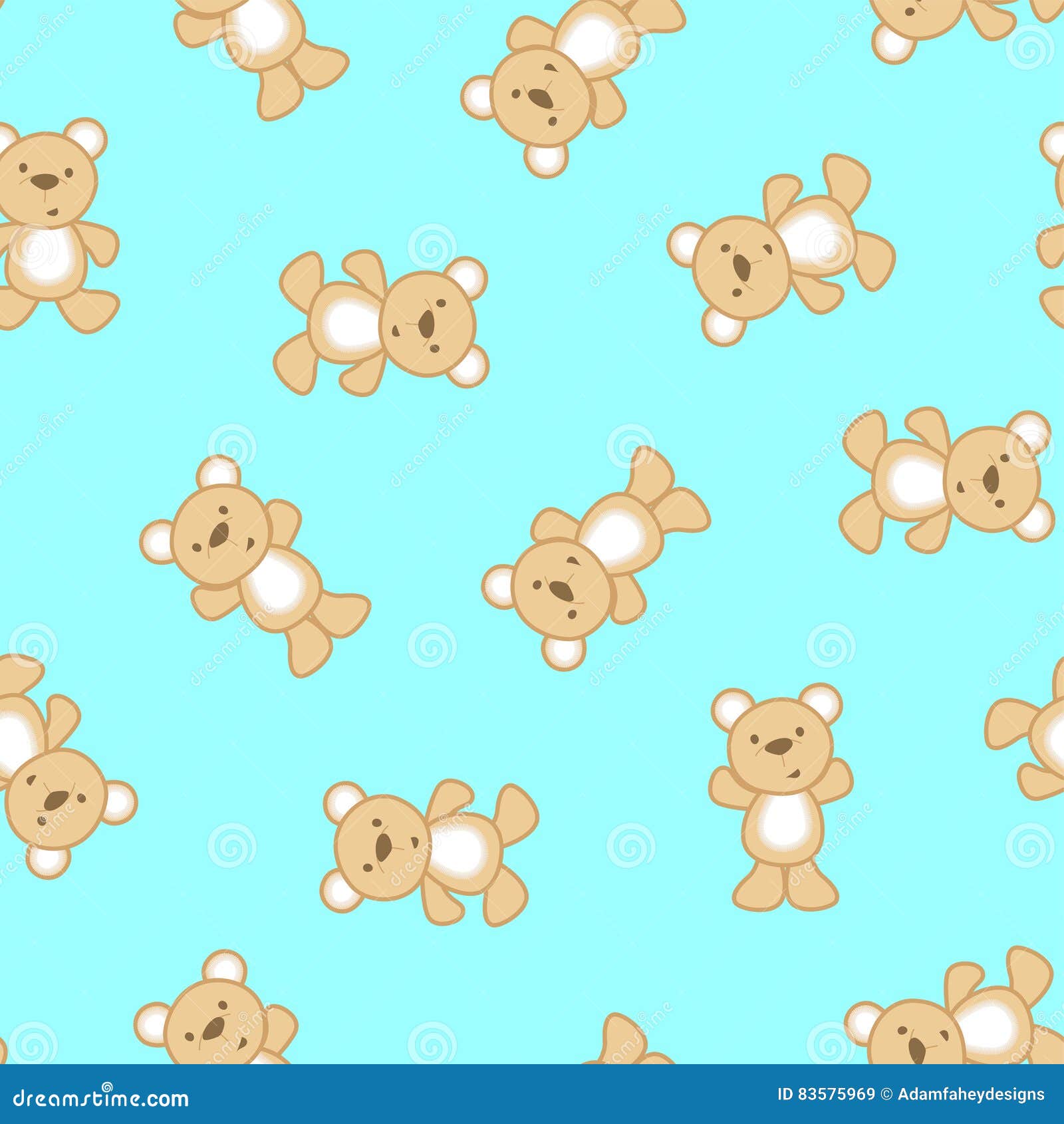 Cute Teddy Bear in a Seamless Pattern Stock Vector - Illustration of ...