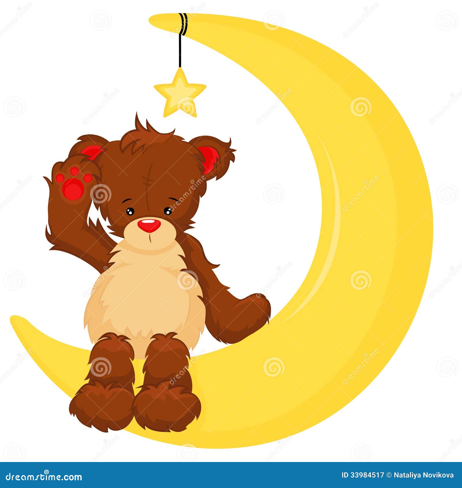 A Cute Teddy Bear Sitting on the Moon Stock Vector - Illustration of ...