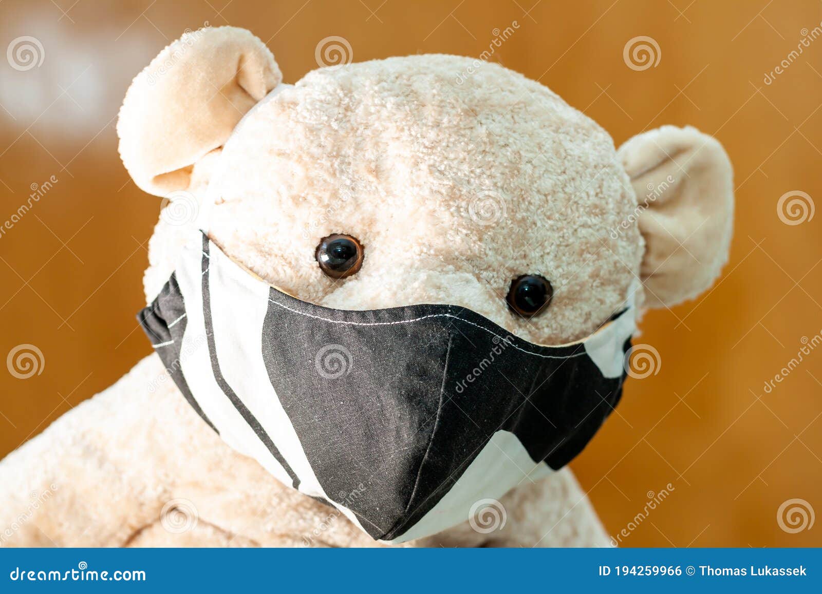Cute Teddy Bear Wearing a Mask - Focus on the Mask Stock Photo - Image ...