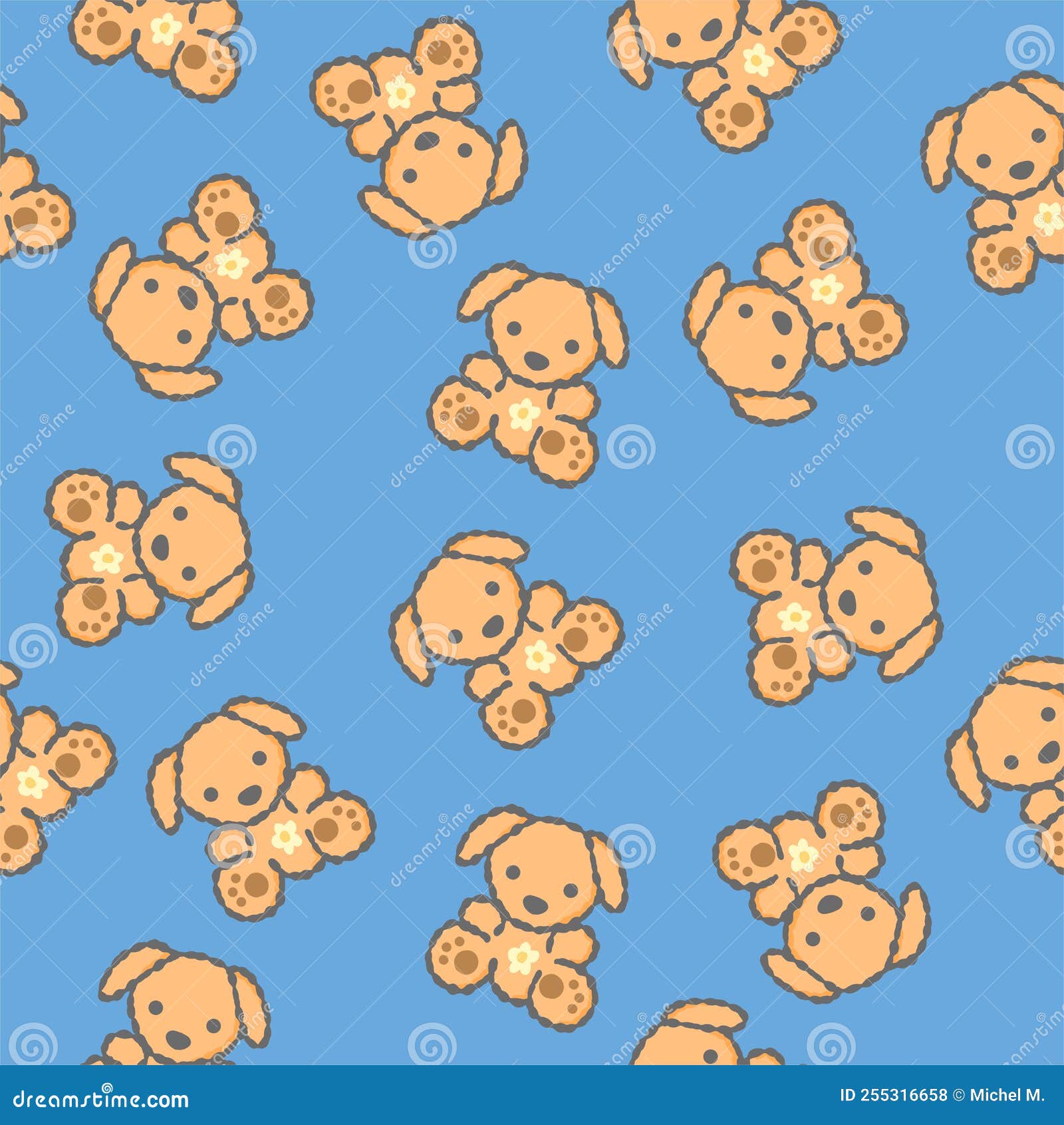 Cute Teddy Dog Kids Cartoon Kids Background Pattern Seamless Stock ...