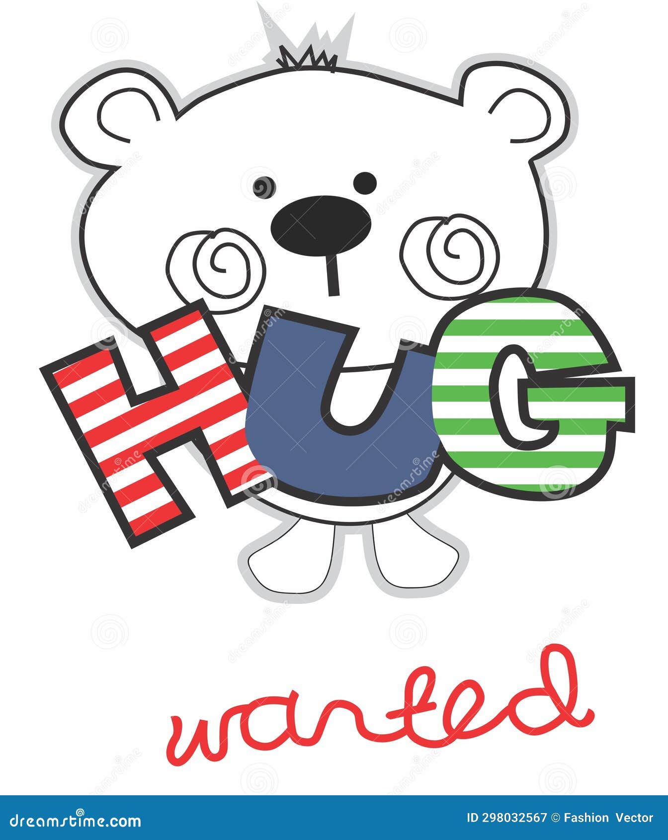 Cute Teddy Hug Print Vector Art Stock Vector - Illustration of little ...