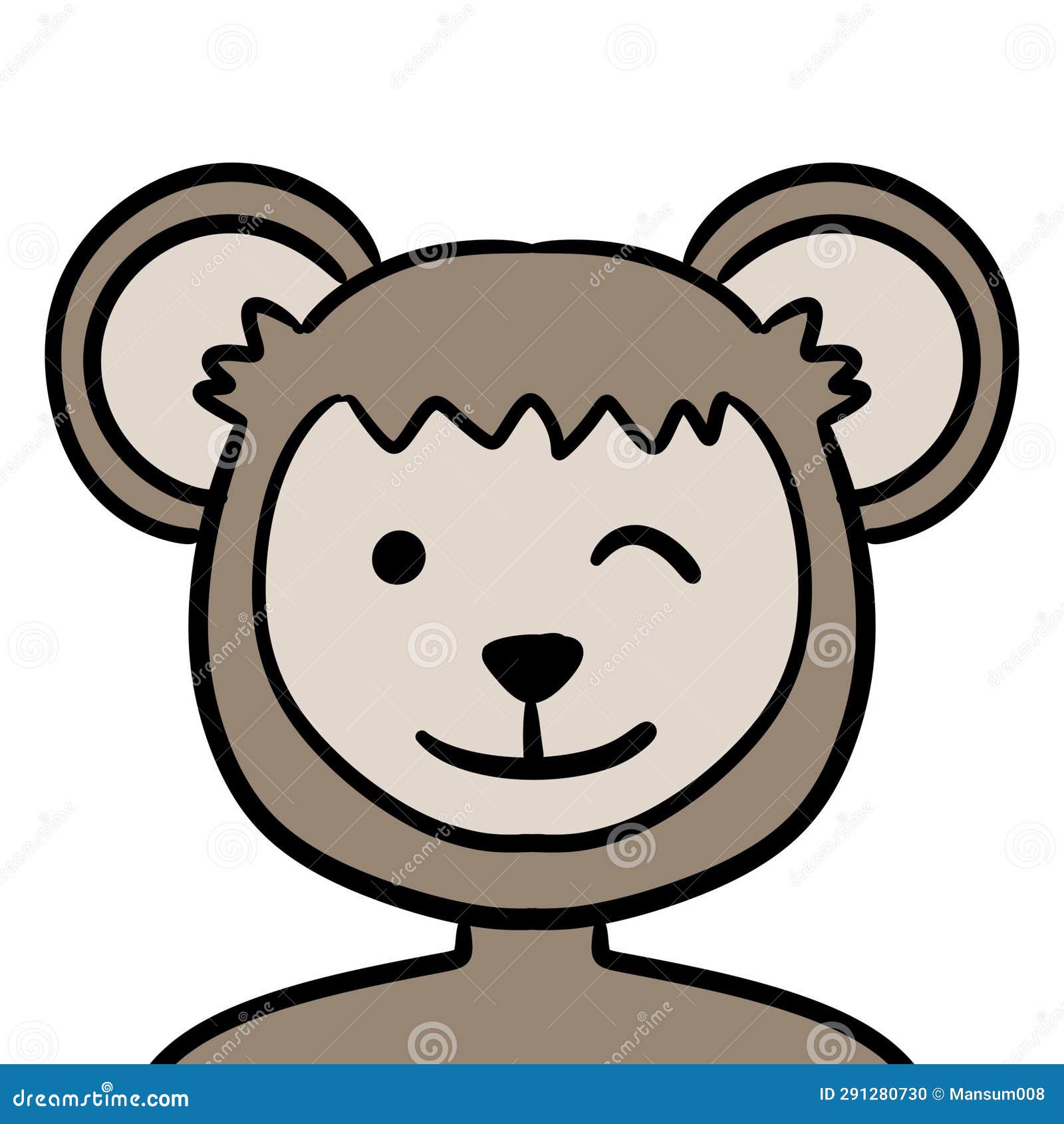 Cute Teddy Monkey Head Illustration Design Stock Illustration ...