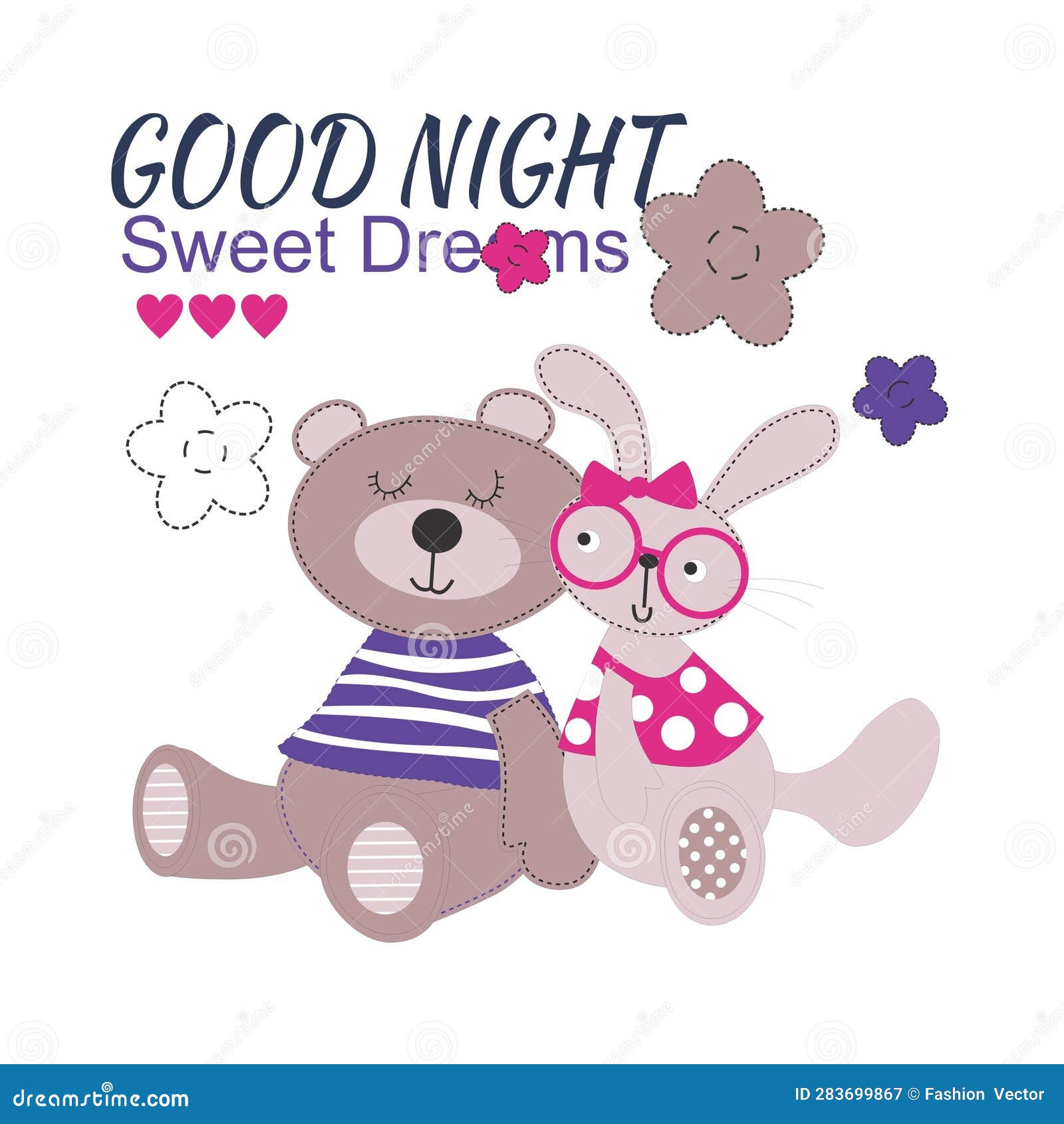 Cute Teddy Print Vector Art Stock Vector - Illustration of heart, pant ...