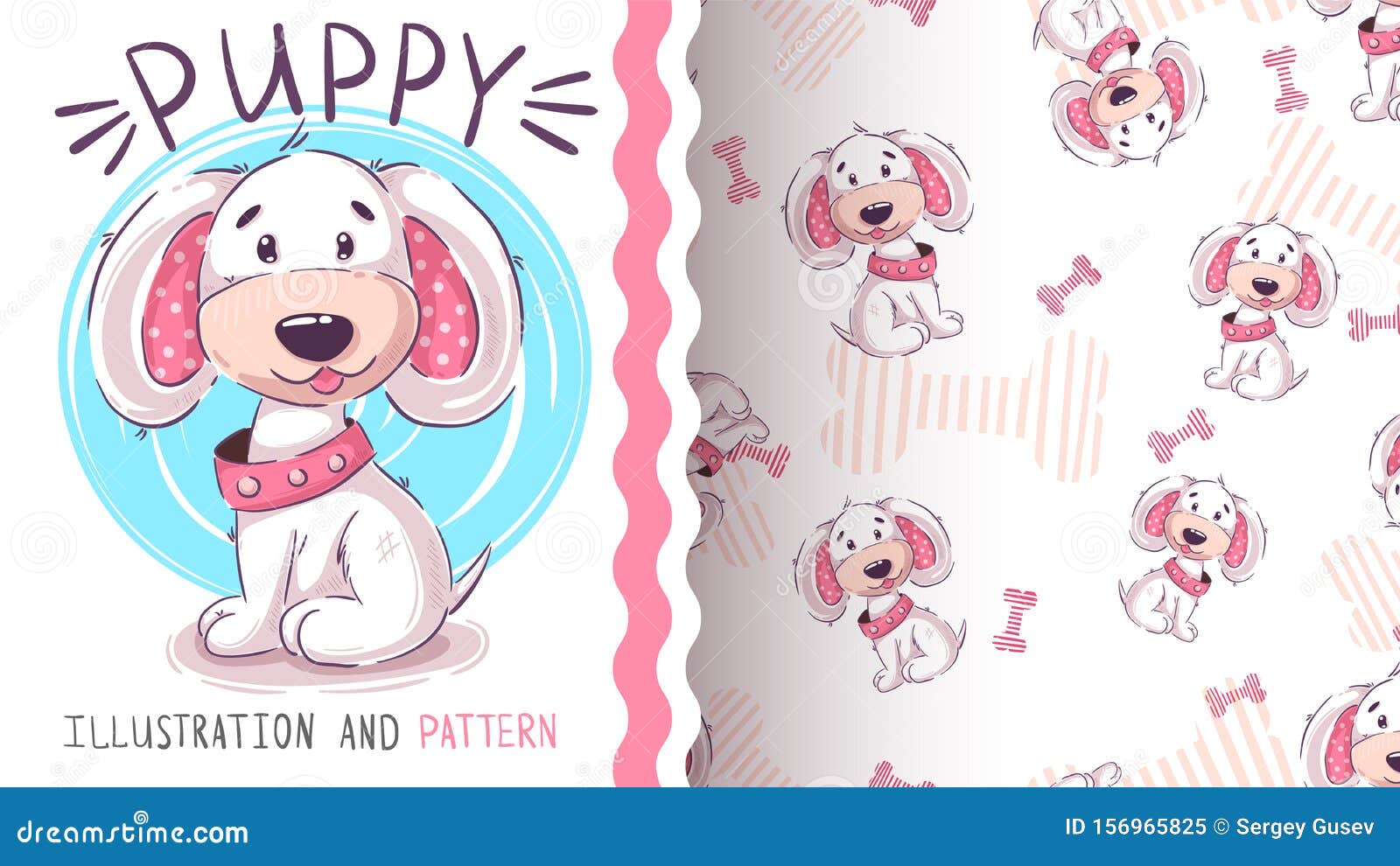 Cute Teddy Puppy - Seamless Pattern Stock Vector - Illustration of ...