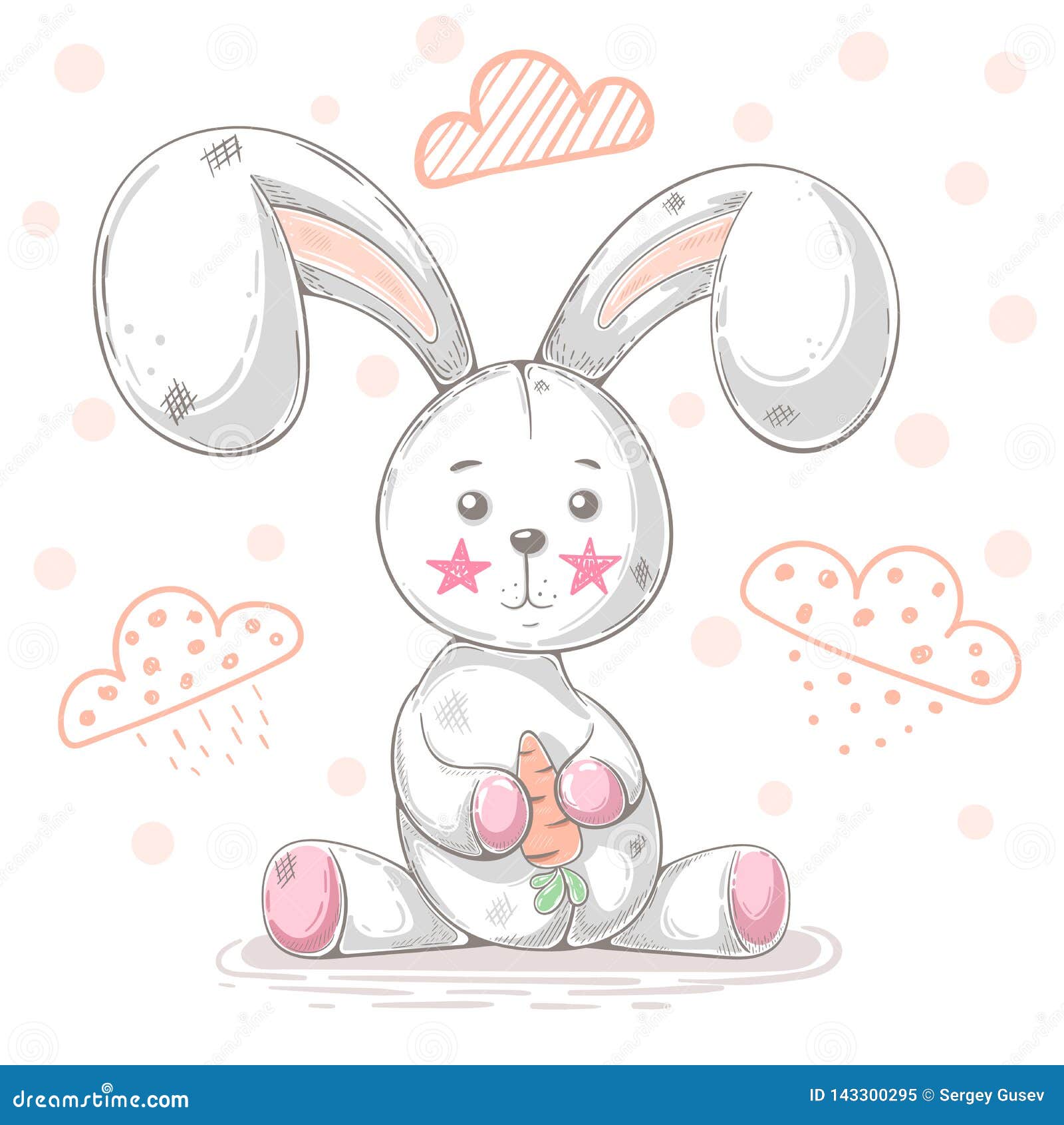 Cute Teddy Rabbit - Cartoon Illustration. Stock Vector - Illustration ...