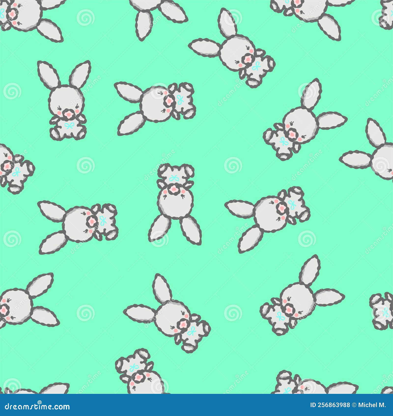 Cute Teddy Rabbit Kids Cartoon Kids Background Pattern Seamless Stock ...