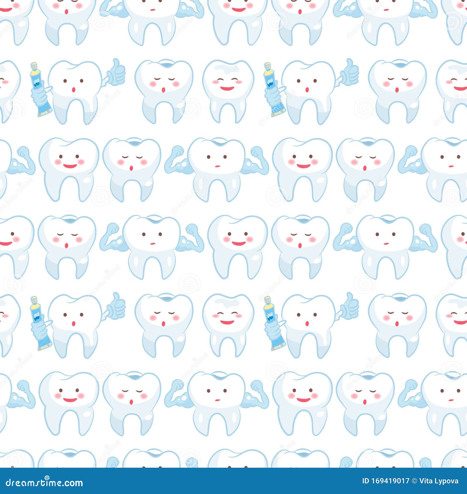 Teeth, Doodle Style Seamless Pattern, Pediatric Dentistry Stock Vector ...