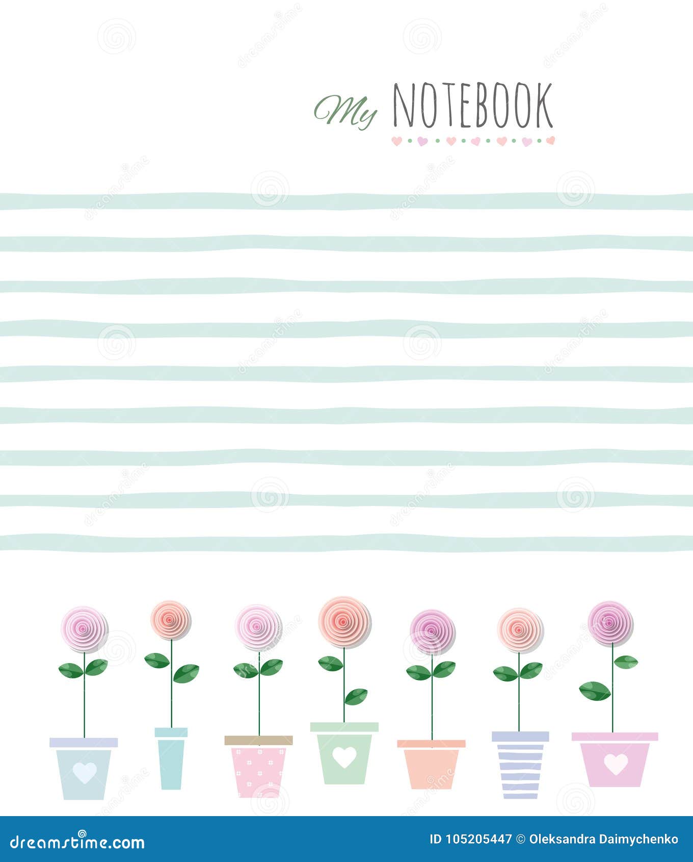 Cute Template for Notebook Cover for Girls. Stock Illustration ...