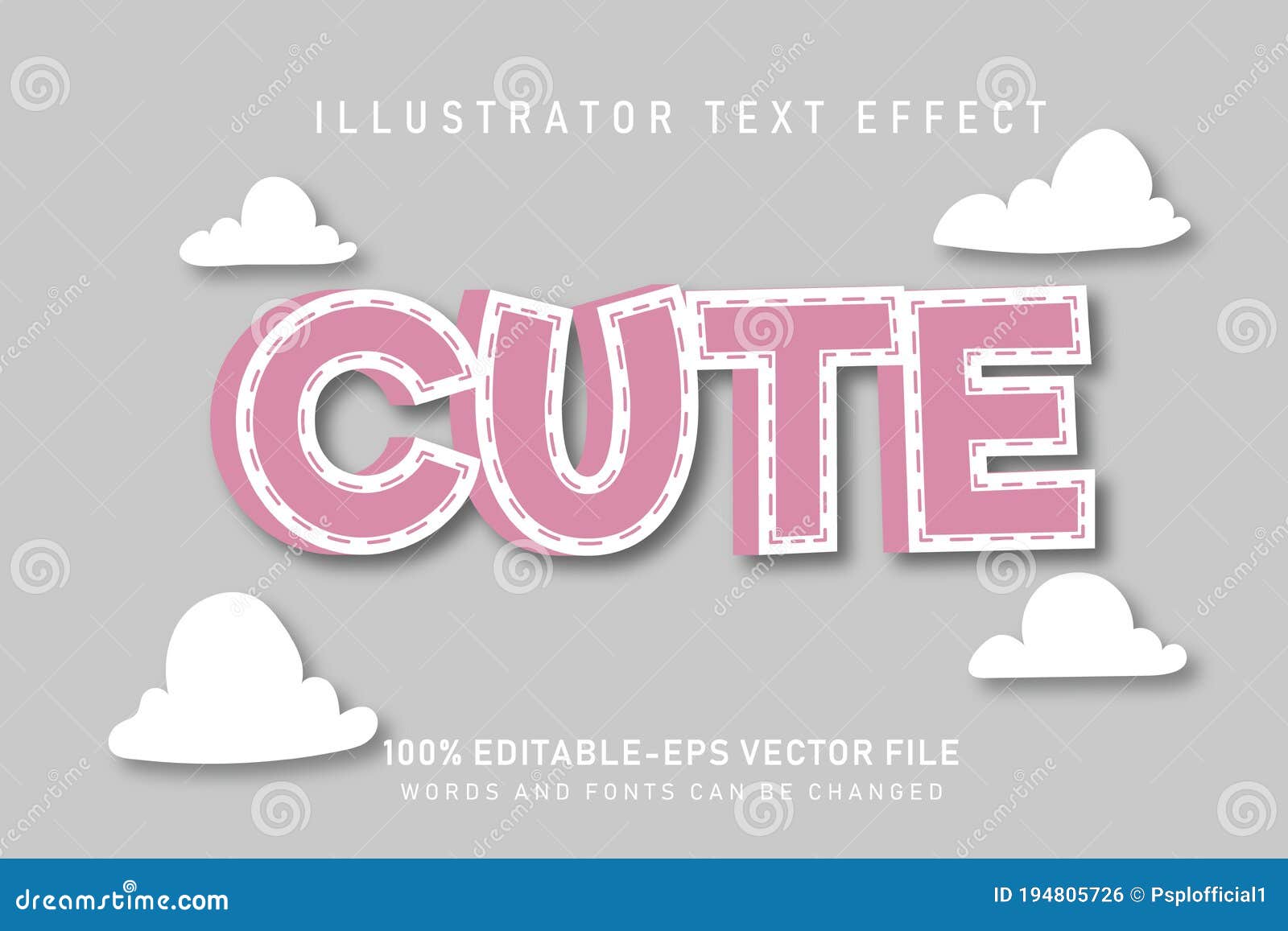 Cute Text Effect Design Vector Stock Vector - Illustration of glow ...