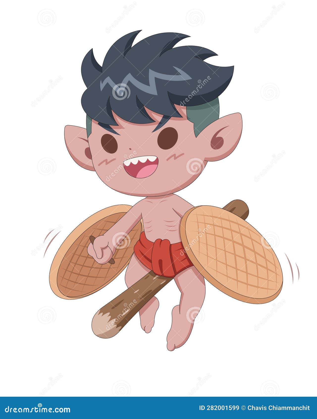 Cute Thai Ghost Krahang Cartoon Illustration Stock Vector ...