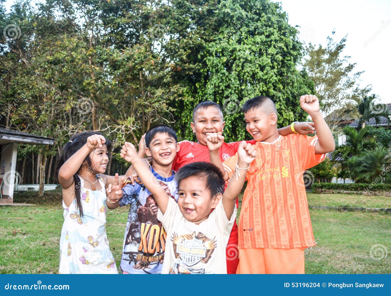 Cute Thailand Children Smiling Editorial Stock Image - Image of yard ...