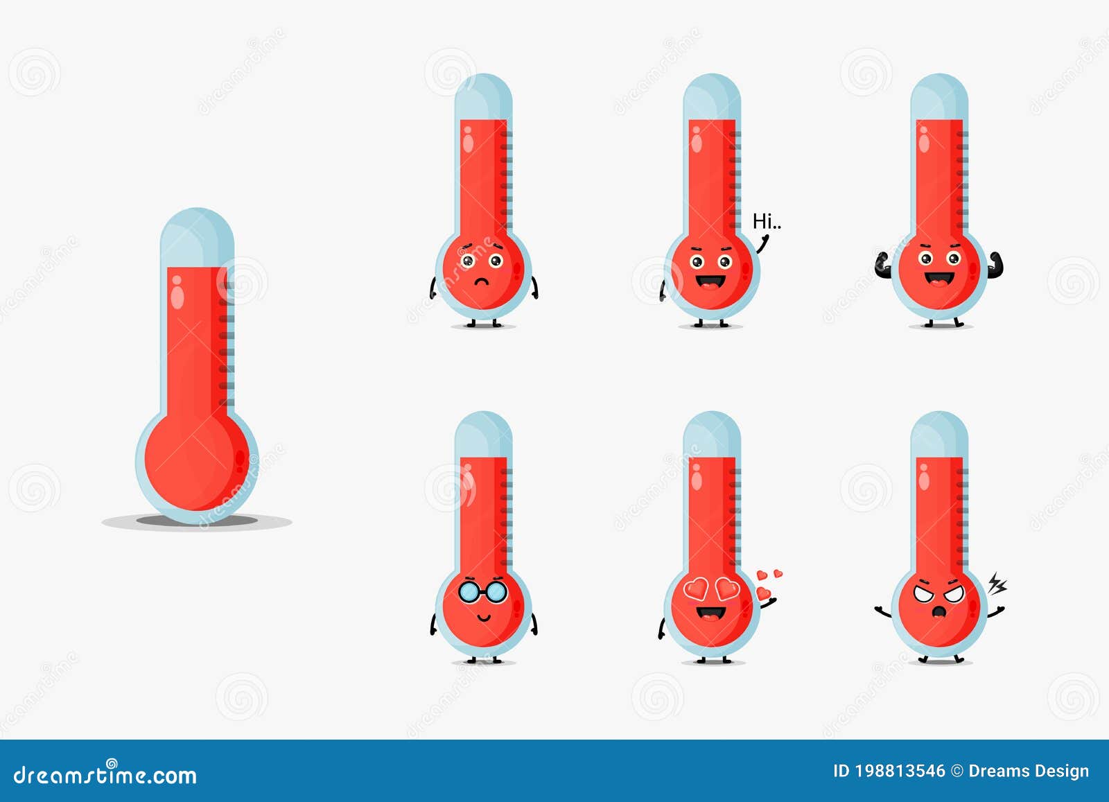Cute Thermometer Mascot Set Stock Vector - Illustration of comic ...