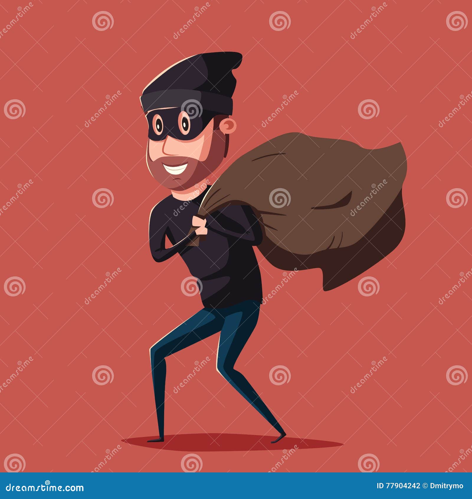 Cute Thief Character Vector Cartoon Illustration
