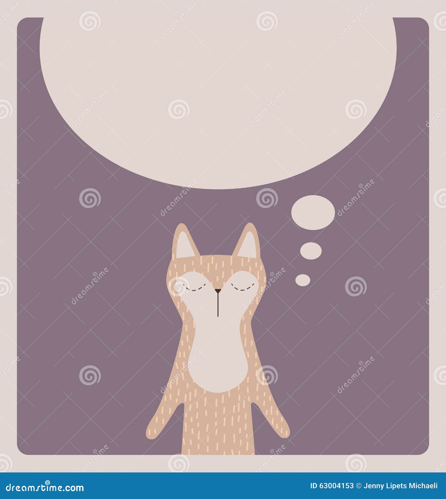 Cute Thinking Cat Card Design Stock Vector - Illustration of artwork ...