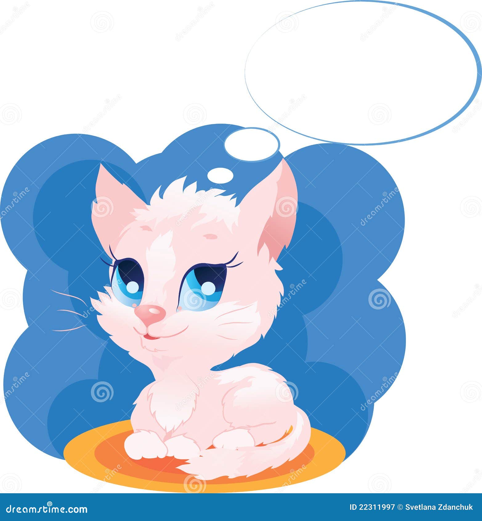 Cute Thinking Kitten Vector Illustration Stock Vector - Illustration of ...