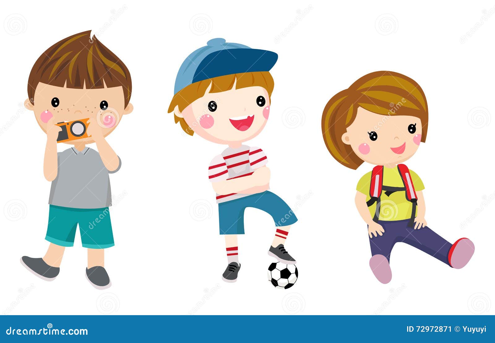Cute three children stock vector. Illustration of ball - 72972871